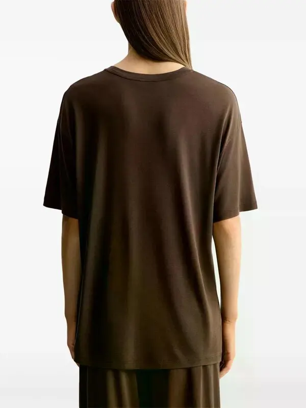 12 STOREEZ Round-neck Silk T-shirt - Brown