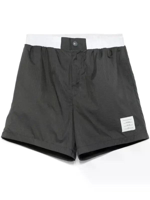 Thom Browne Logo-waistband Ripstop Shorts - Grey