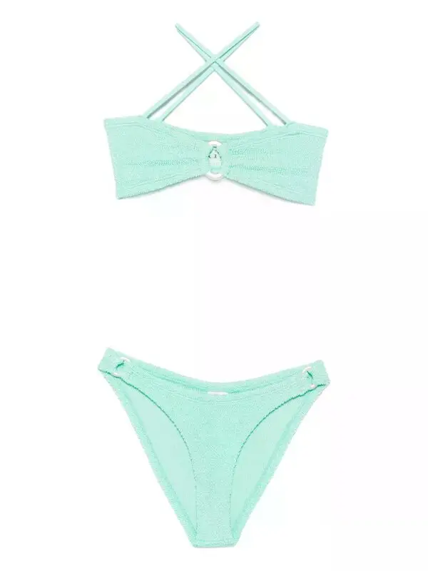 Hunza G Misty Crinkle Metallic Bikini - Green