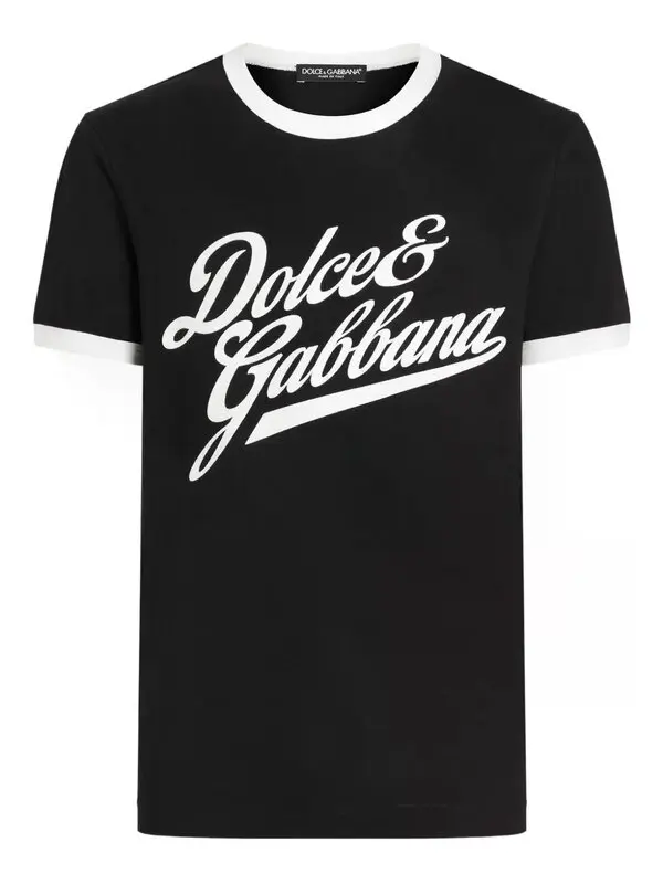 Dolce & Gabbana Cotton T-shirt With Flocked Print - Black