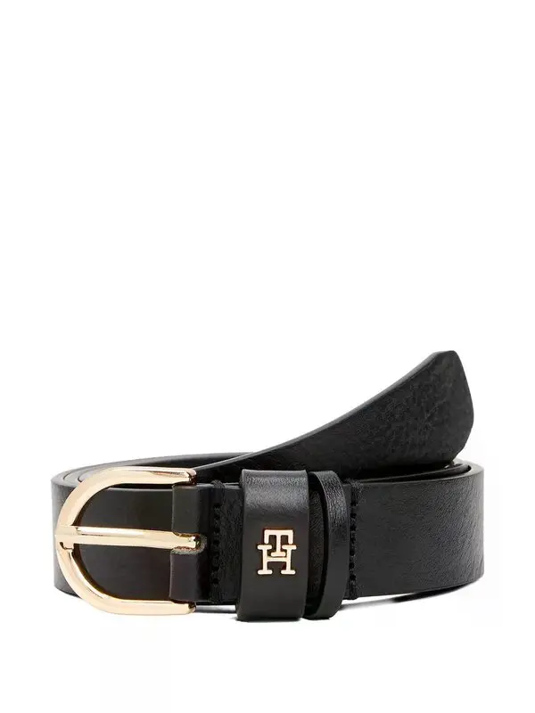 Tommy Hilfiger Logo-plaque Leather Belt - Black