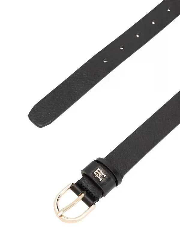 Tommy Hilfiger Logo-plaque Leather Belt - Black