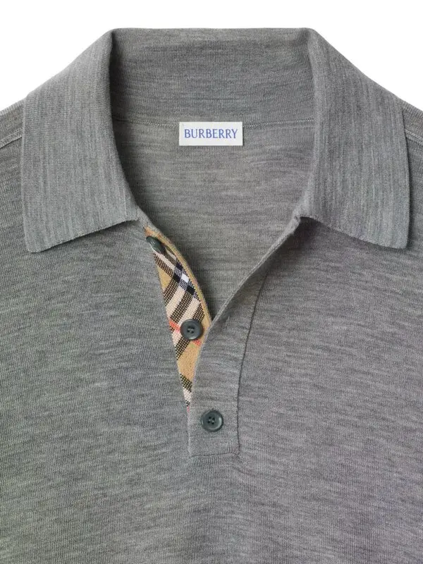 Burberry Long-sleeve Wool Polo Shirt - Grey