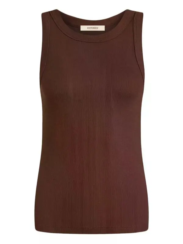 12 STOREEZ Ribbed Sleeveless Tank Top - Brown
