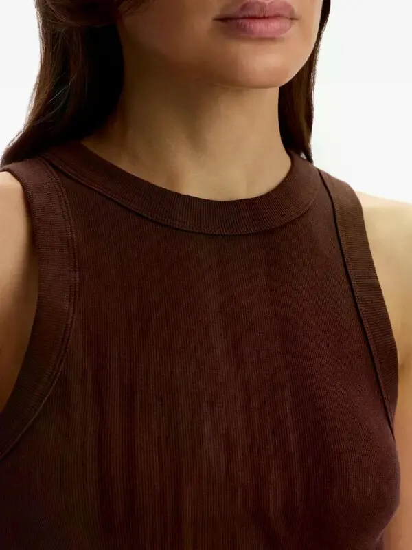 12 STOREEZ Ribbed Sleeveless Tank Top - Brown