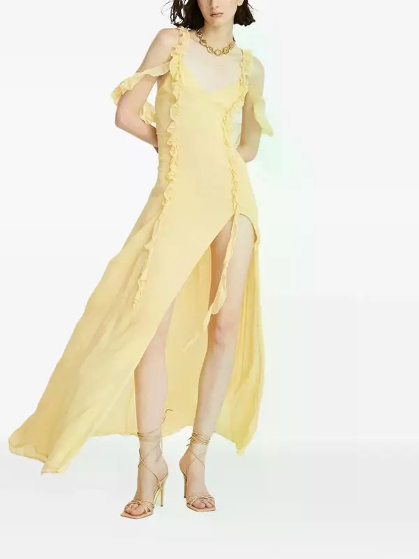 CELESTE Ruffle-trimmed V-neck Maxi Dress - Yellow