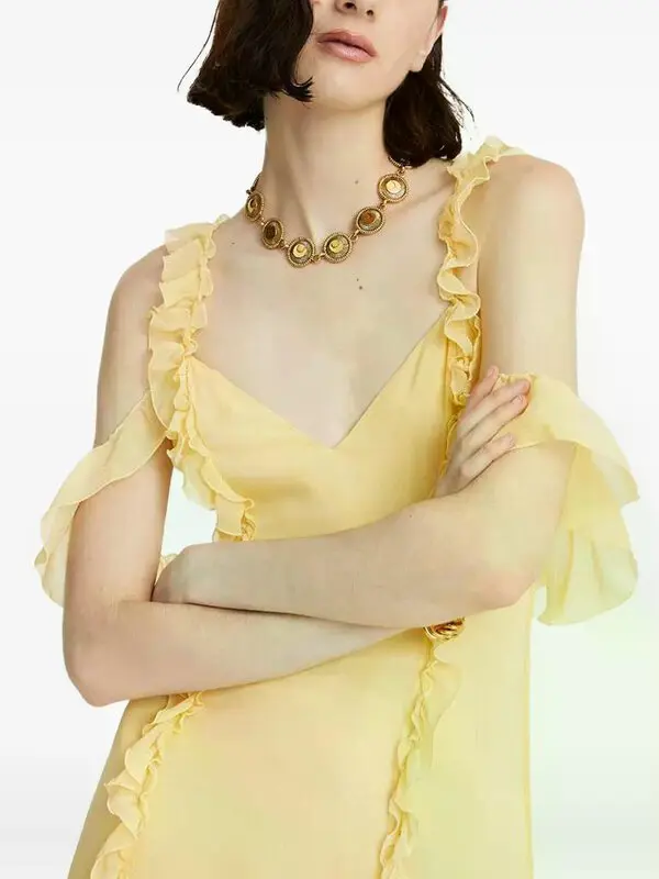 CELESTE Ruffle-trimmed V-neck Maxi Dress