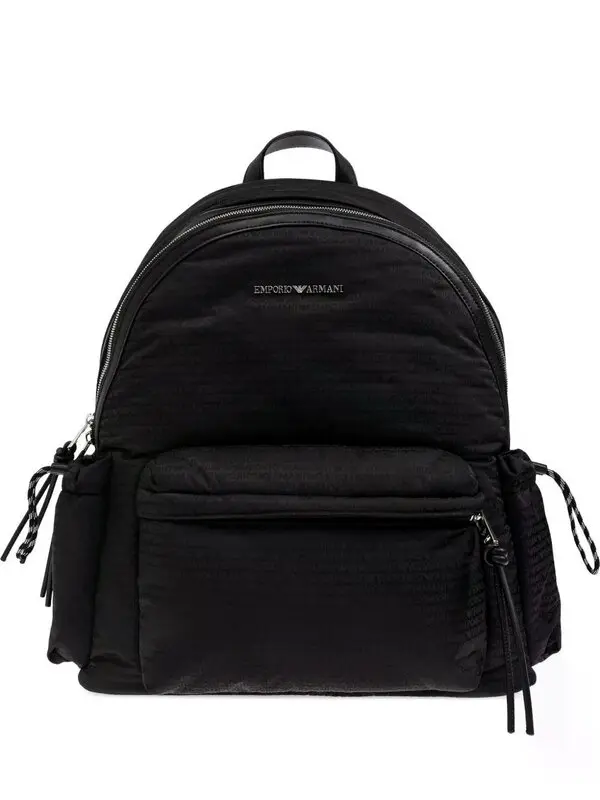 Emporio Armani Logo-plaque Quilted Backpack - Black