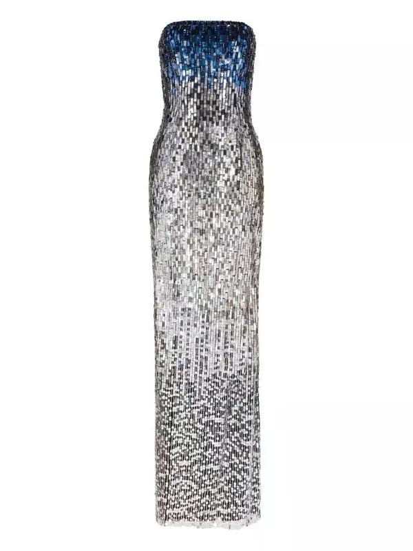 Jenny Packham Lucille Strapless Maxi Dress - Silver