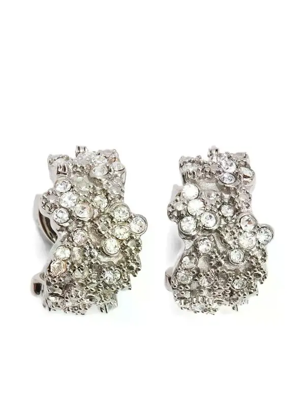 JIL SANDER Zircon-embellished Hoop Earrings - Silver