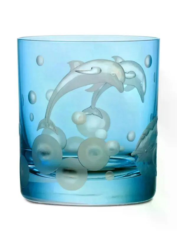 ARTEL Flights Of Fantasy Dolphins In Sky With Pearls-motif Glass - Blue