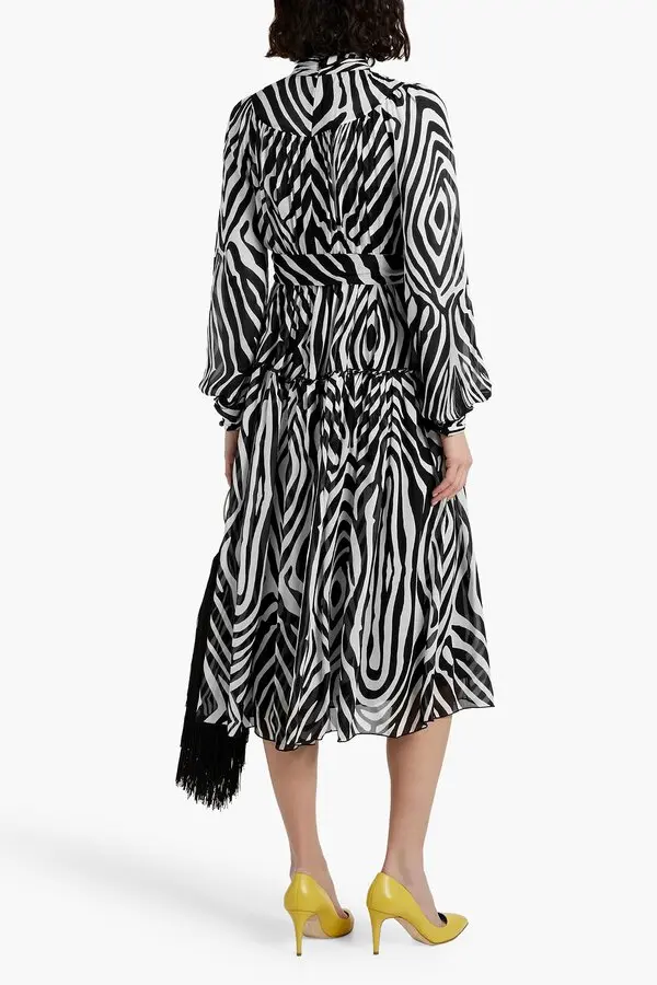 Diane Von Furstenberg Kent Tiered Zebra-print Crepon Midi Dress