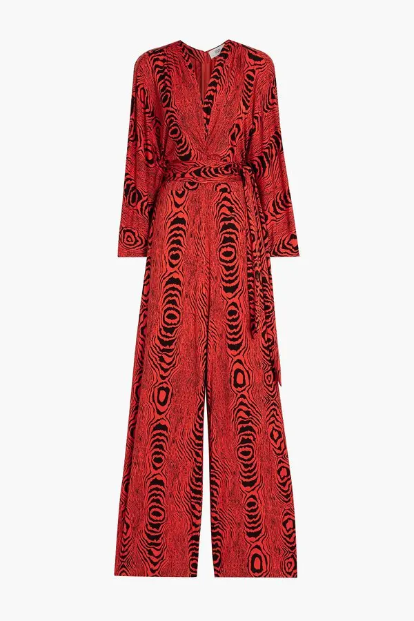 Diane Von Furstenberg Aurelia Zebra-print Wide-leg Jumpsuit - Tomato Red