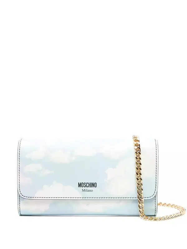 Moschino Cloud-print Chain Wallet - Blue