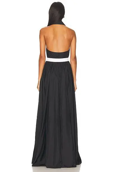 Norma Kamali Halterneck Gown With Optional Belt And Slit