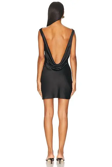 Norma Kamali Sleeveless Low Back Drape Mini Dress - Black