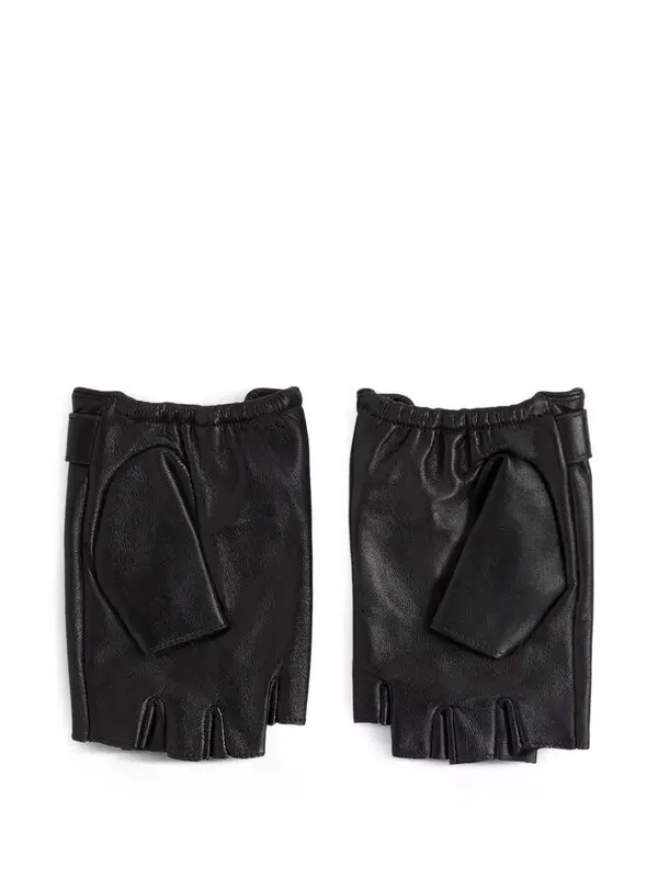 Karl Lagerfeld Monogram Fingerless Leather Gloves