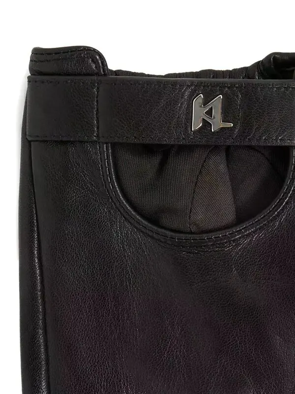 Karl Lagerfeld Monogram Fingerless Leather Gloves