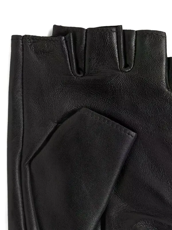 Karl Lagerfeld Monogram Fingerless Leather Gloves