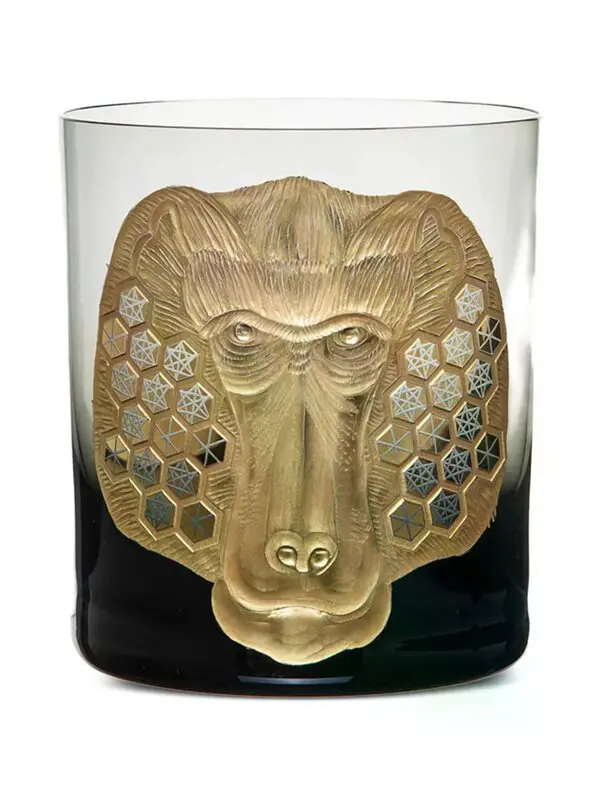ARTEL African Safari Baboon-head Geometric Glass - Grey