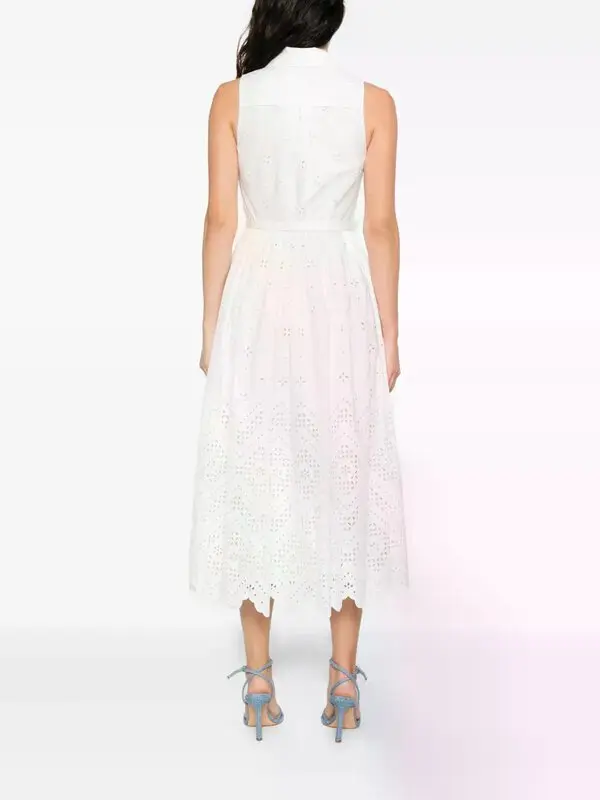 Self-Portrait Embroidered Belted Dress In White - 46% Off | Editorialist