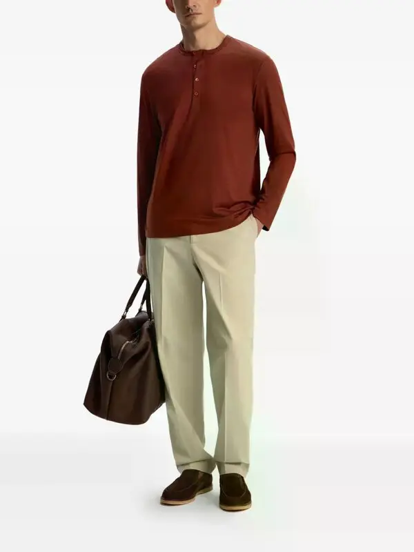 12 STOREEZ Long-sleeve Henley T-shirt