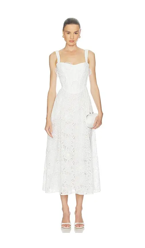 Bardot Adaline Broderie Midi Dress - Orchid White