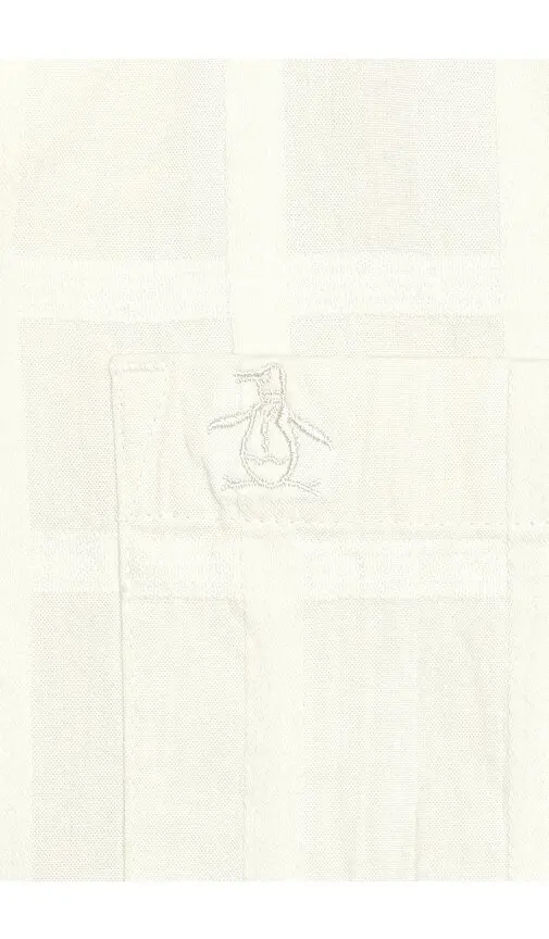 ORIGINAL PENGUIN Dobby Check Camp Shirt In Cream