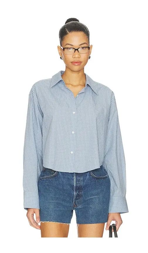 Citizens Of Humanity Ana Cropped Shirt - Banker Blue Plaid