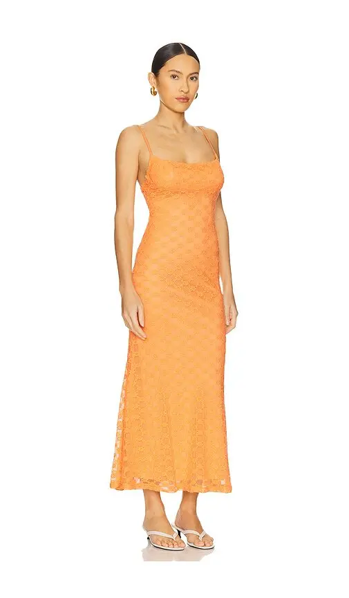 knee length dresses for ladies Adoni Long Sleeve Mesh Midi Dress In Canary Yellow – COBALT ROOM main image 1