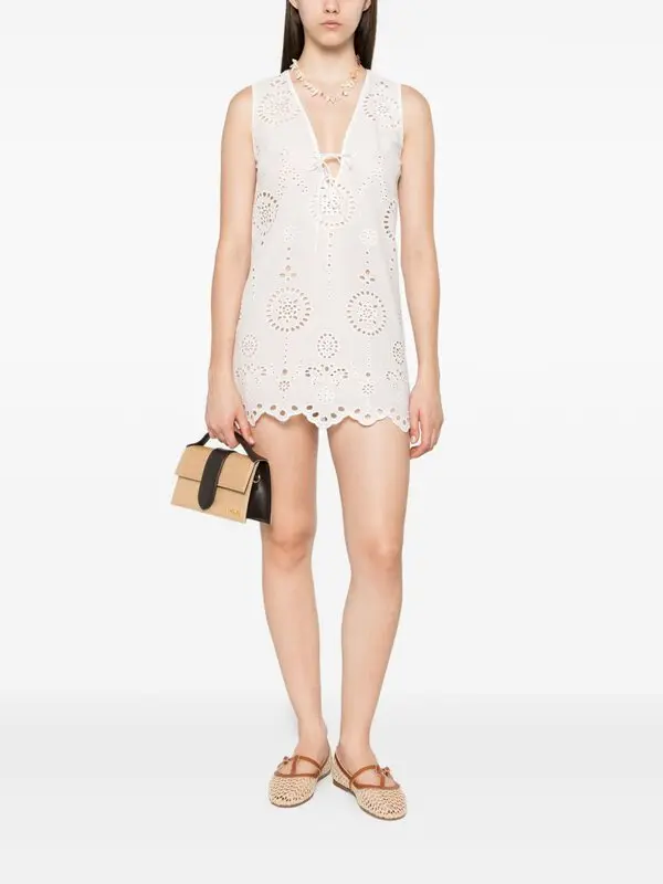 white christmas dresses Broderie Tie Mini Dress - White main image 0