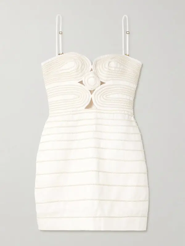 ANDRES OTALORA Linen Rope-trimmed Cutout Dress - Neutrals