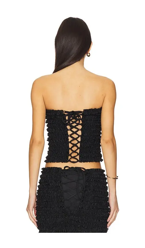 AMOR MIA Ruffled Corset Top - Black