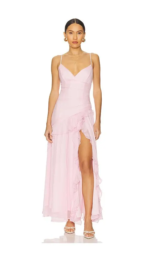 Bardot Yvanna Ruffle Maxi Dress - Pink