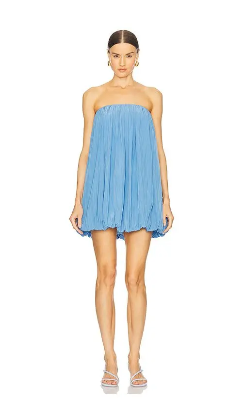 A.L.C. Val Dress Strapless Ruched Bubble Hem Mini Dress - Blue