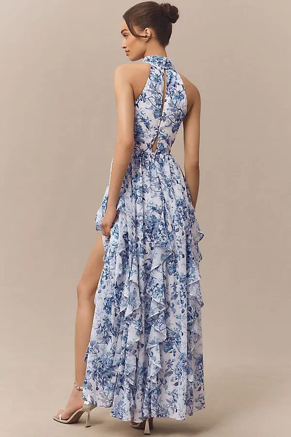 Bhldn Printed Chiffon Maxi Dress