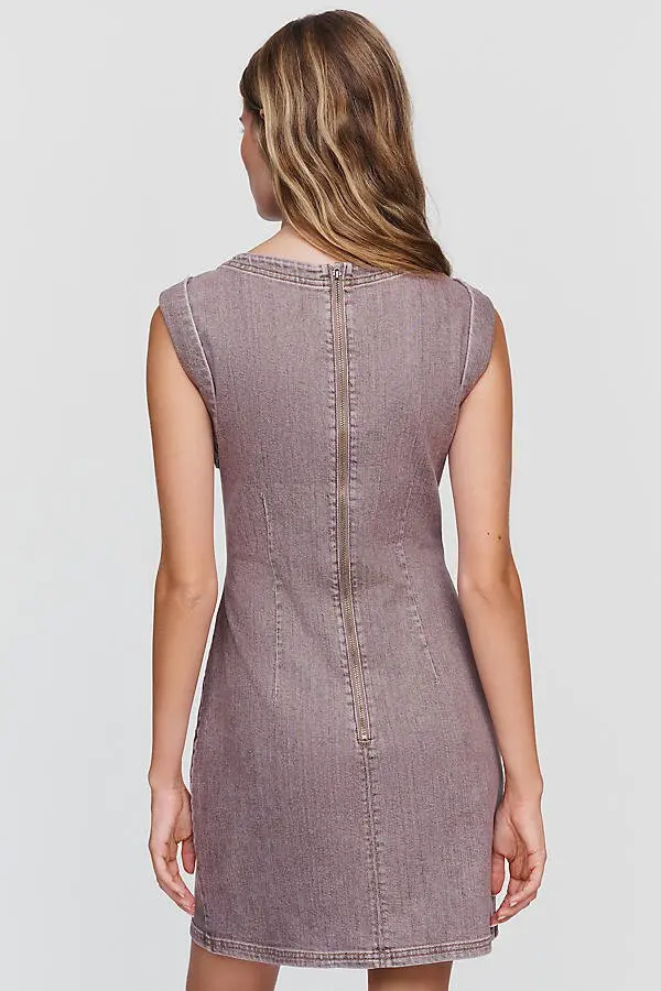 PILCRO Kendal Denim Muscle-sleeve Mini Dress