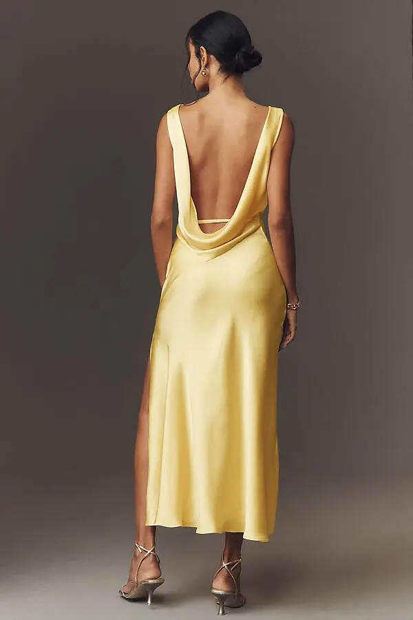 Bhldn Floral Drop-Waist Midi Dress In Citrine - 44% Off | Editorialist