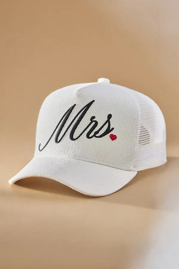 BOYS LIE She Said Yes Mrs. Trucker Hat - White