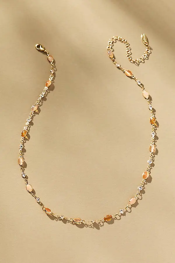 Anthropologie Infinity Gemstone Necklace - Peach