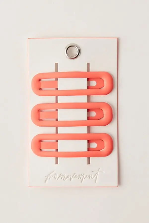 Free People Fresh Start Hair Clip Pack - Neon Coral