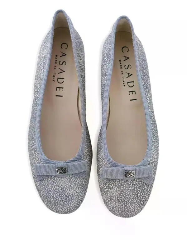Casadei Bow-embellished Calf Leather Flats