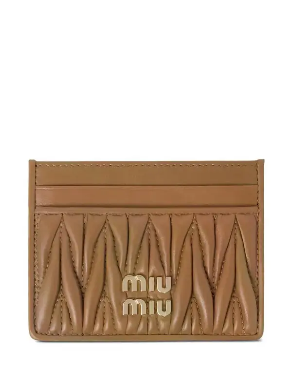 Miu Miu Matelassé Nappa Leather Cardholder - Brown