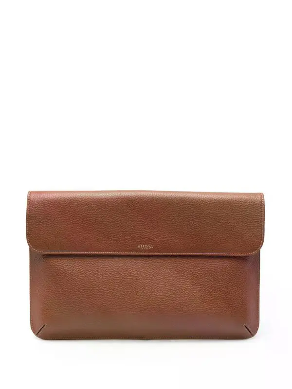 ASPINAL OF LONDON Pebbled Leather Laptop Bag - Brown