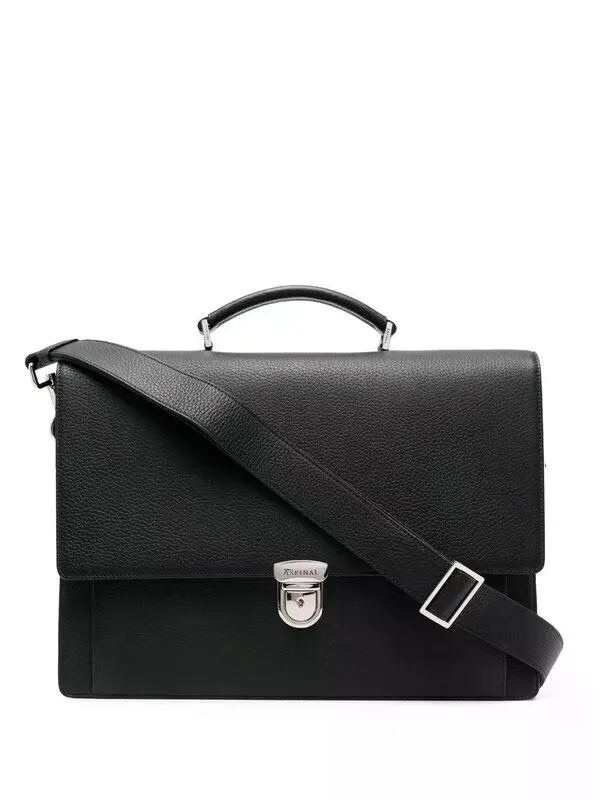 ASPINAL OF LONDON Leather City Laptop Briefcase - Black