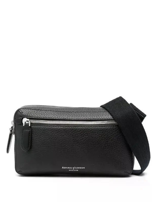 ASPINAL OF LONDON Reporter Compact Leather Crossbody Bag - Black
