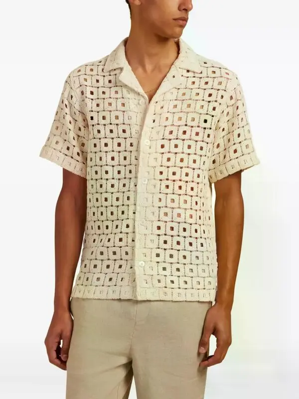 CHE Crochet-pattern Short-sleeve Shirt