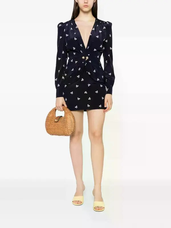 Alessandra Rich Bow-print Mini Dress