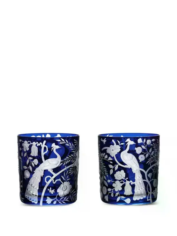 ARTEL Peacock-floral Glass Tumbler