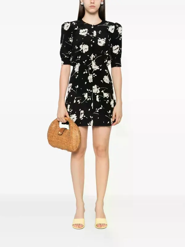 Alessandra Rich Rose-print Mini Dress